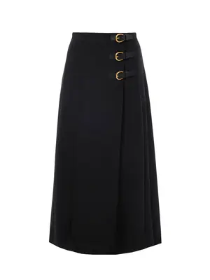 Chloé Pleated Grain De Poudre Midi Skirt - Black