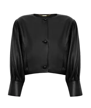 Chloé Leather Collarless Jacket - Black