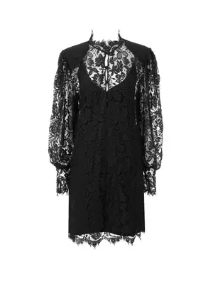 Chloé Long-sleeve Lace Mini Dress - Black