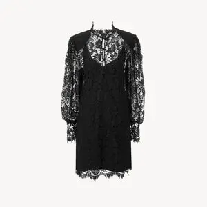 Chloé Long-sleeve Lace Mini Dress - Black