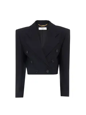 Chloé Double-breasted Cropped Spencer Jacket - Black