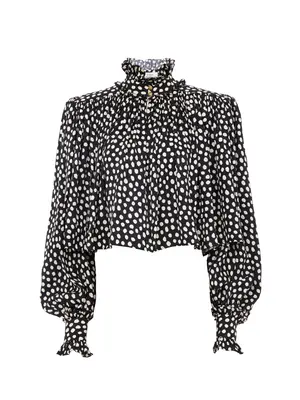 Chloé Jacquard Gathered Top - Black / Beige