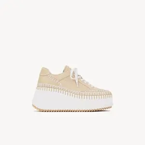 Chloé Nama Wedge Sneakers Pale Khaki