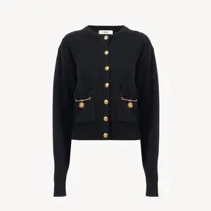 Chloé Merino Wool & Cashmere Knit Cardigan - Black
