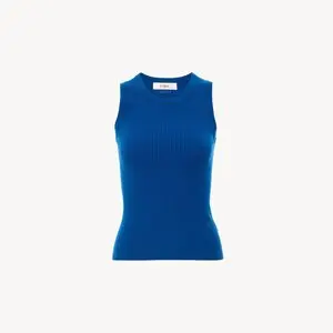 Chloé Crew-neck Wool Knit Tank Top - Absolute Blue