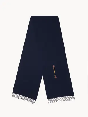 Chloé The Horse Medal Scarf In Wool - Navy