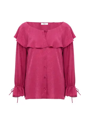 Chloé Jacquard Ruffle Blouse - Dark Ruby