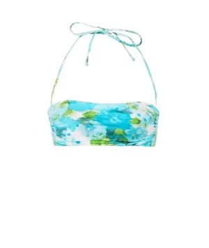 Chloé Flower-print Bandeau Bikini Top - White - Blue