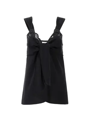 Chloé Crêpe De Chine & Lace Lingerie Top - Black