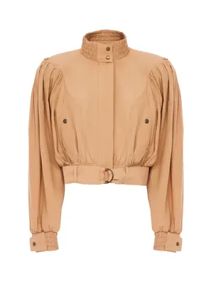 Chloé Gathered Cropped Poplin Jacket - Reef Shell