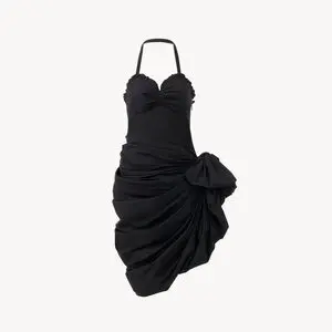 Chloé Wrapped Halterneck Poplin Dress - Black