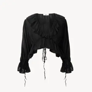 Chloé Cropped V-neck Top - Black
