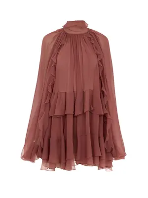 Chloé Mini Cape Dress - Woodrose