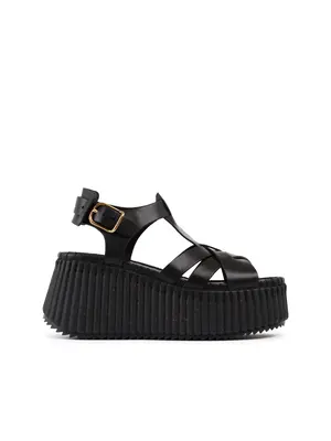 Chloé Nama Wedge Sandals - Black