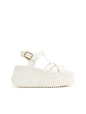 Chloé Nama Wedge Sandals - Eggshell