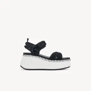 Chloé Nama Wedge Sandals - Black