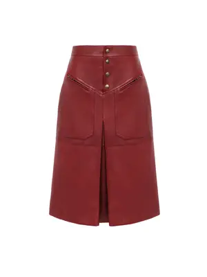 Chloé Knee-length Leather Skirt - Dark Ruby