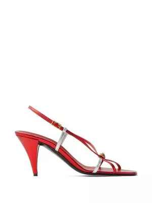 Versace Valentina Metallic Stiletto Sandals 80mm - Red