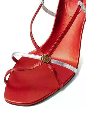 Versace Valentina Metallic Stiletto Sandals 80mm - Red