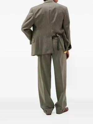 Versace Pinstripe Wool Twill Oversized Trousers - Grey