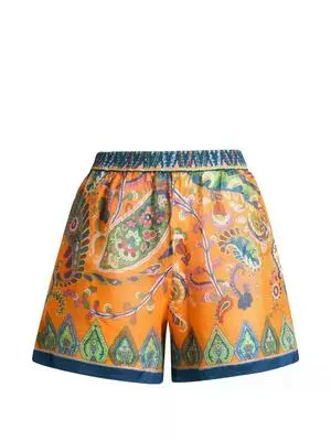 Etro Paisley Print Ramie Shorts - Orange