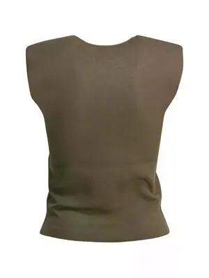 SA SU PHI Fine-knit Sleeveless T-shirt With Shoulder Pads