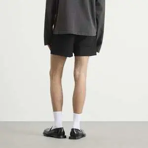 ENTIRE STUDIOS Compact Pleated Wool Blend Shorts - Black Wool