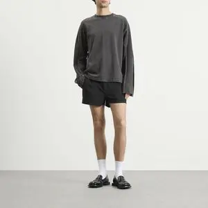 ENTIRE STUDIOS Compact Pleated Wool Blend Shorts - Black Wool