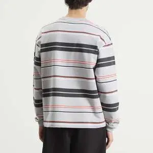 BEAMS Multi Stripe Long Sleeve T-shirt - Light Grey