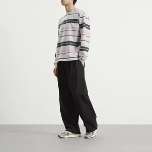 BEAMS Multi Stripe Long Sleeve T-shirt - Light Grey