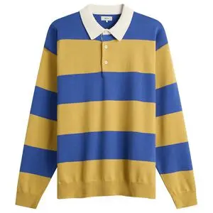 BEAMS 7 Gauge Stripe Knit Rugby Shirt - Yellow