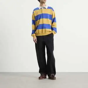 BEAMS 7 Gauge Stripe Knit Rugby Shirt - Yellow