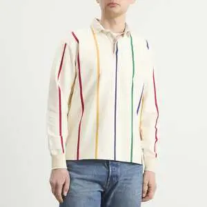 DRAKE'S Colourful Vertical Stripe Rugby - White Multi