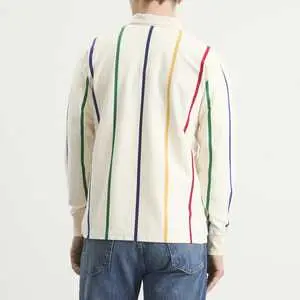 DRAKE'S Colourful Vertical Stripe Rugby - White Multi