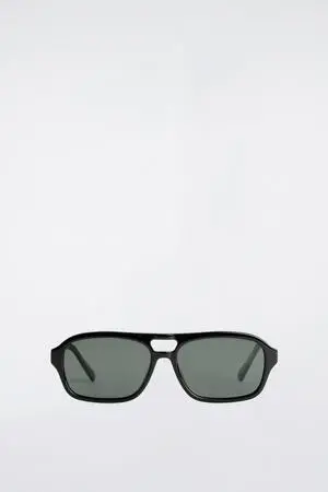 Cos Rectangular Aviator Sunglasses - Black