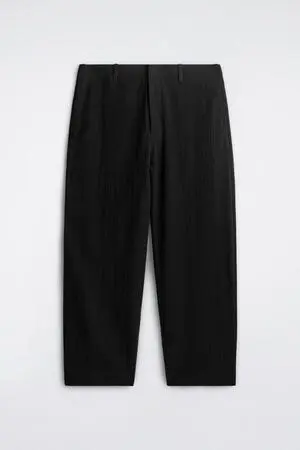 Cos Seersucker Relaxed-fit Straight-leg Pants - Black