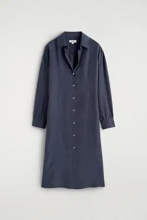 Cos Gathered Crinkled-silk Midi Shirt Dress