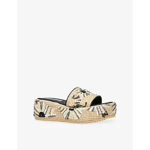 Steve Madden Decor Embroidered Raffia Mules