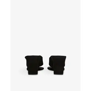 Alaïa Tong 75 Suede Wedge Sandals - Black