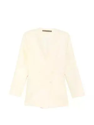 Enza Costa Double-breasted Linen Blazer - Yellow