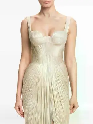MARIA LUCIA HOHAN Anais Pleated Maxi Dress - Neutrals