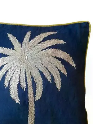 LES-OTTOMANS Palm-tree Embroidered Cushion