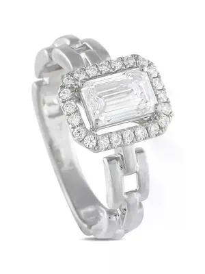 LB EXCLUSIVE Square Link Diamond Ring - Silver