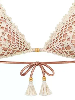 DEL MAAR Crochet Beaded Triangle Bikini Top