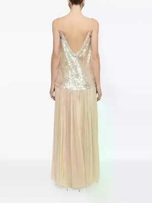 NISSA Sequin Maxi Dress With Deep V-neck And Spaghetti Straps