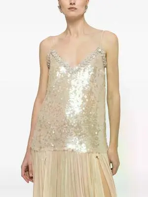NISSA Sequin Maxi Dress With Deep V-neck And Spaghetti Straps