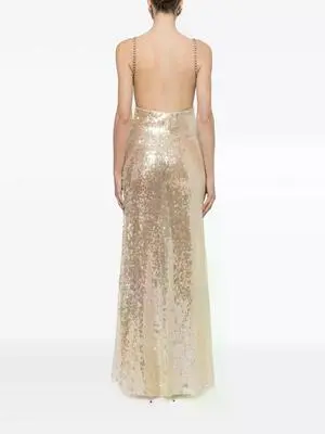 NISSA Backless Sequin Embellished Maxi Dress