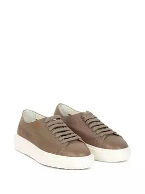 Santoni Leather Lace-up Sneakers - Neutrals