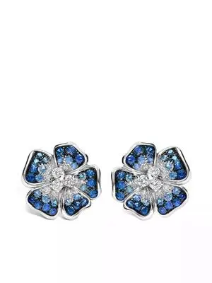 LEO PIZZO 18kt White Gold Flora Diamond And Sapphire Earrings - Silver