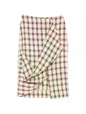 RÓHE Checkered Draped Midi Skirt - Neutrals